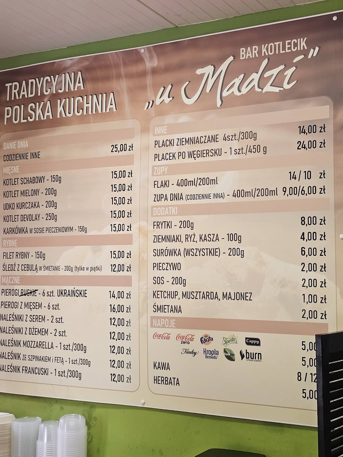 Carta de Bar "Kotlecik u Madzi" - Tradycyjna polska kuchnia, Zielona Gora