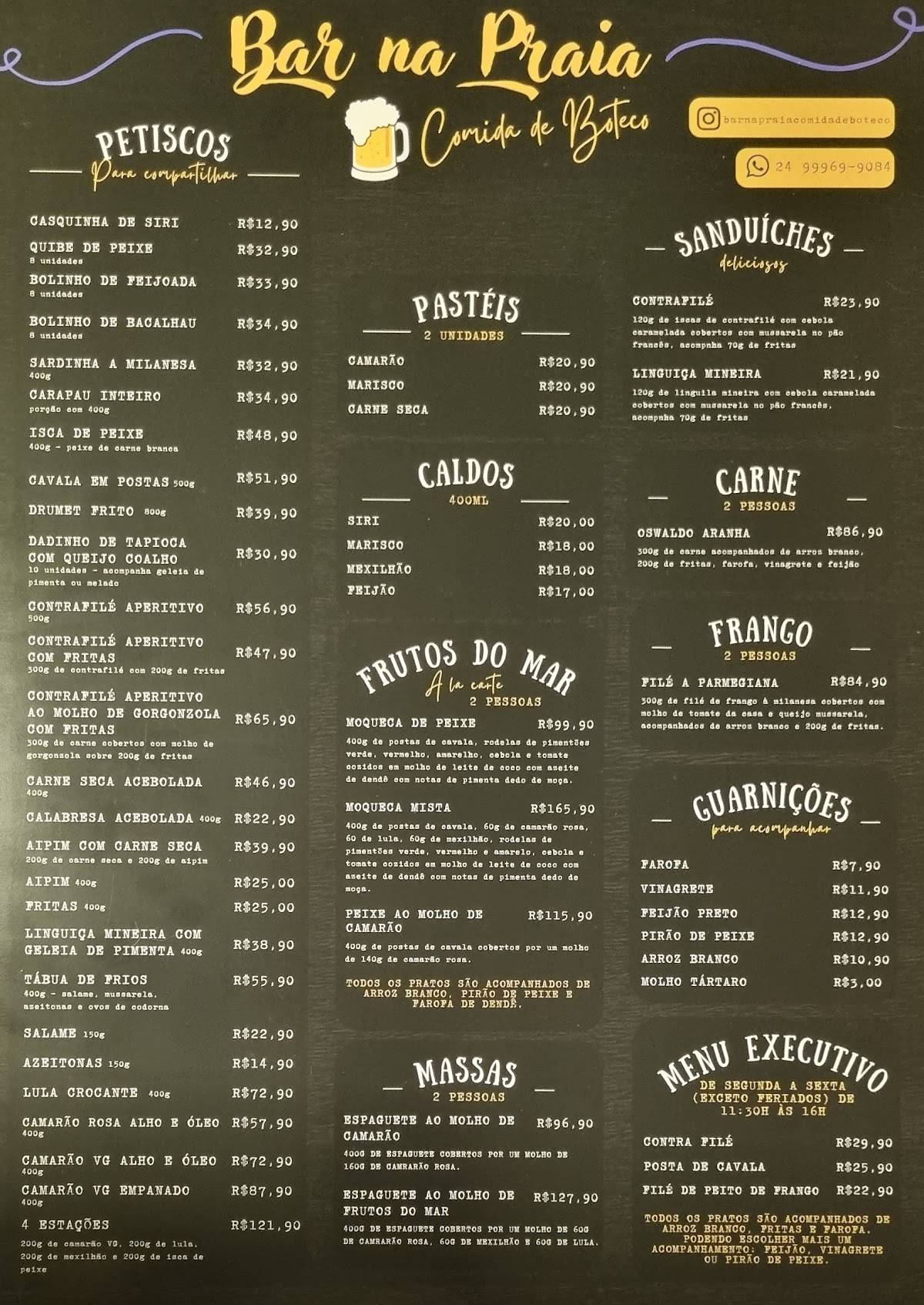 Menu em Bar Na Praia - Comida de Boteco, Angra dos Reis