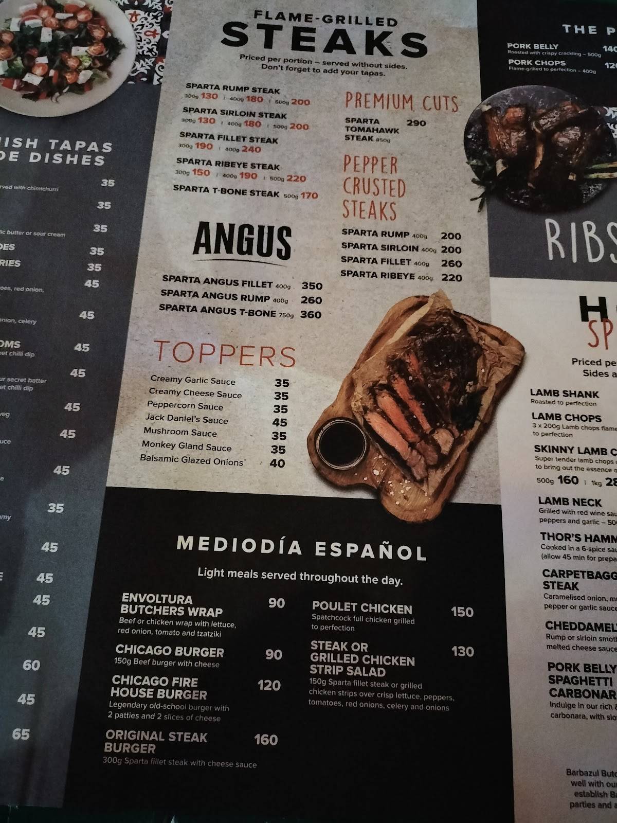 Menu at BarBazul, Welkom