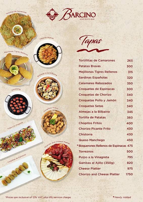 Menu at Barcino - Rockwell, Makati, Power Plant Mall 143 R1 Level ...