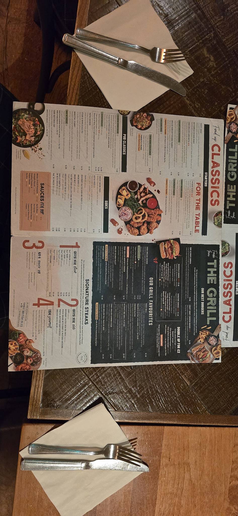 Menu at Barley Mow, Stafford