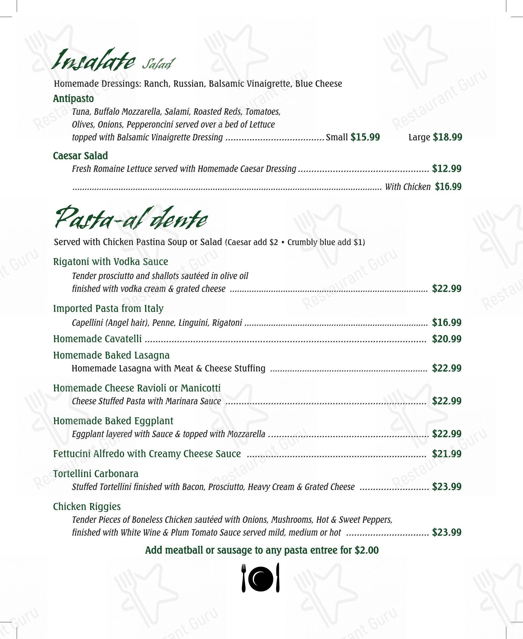 Menu at Basil Leaf restaurant, Syracuse