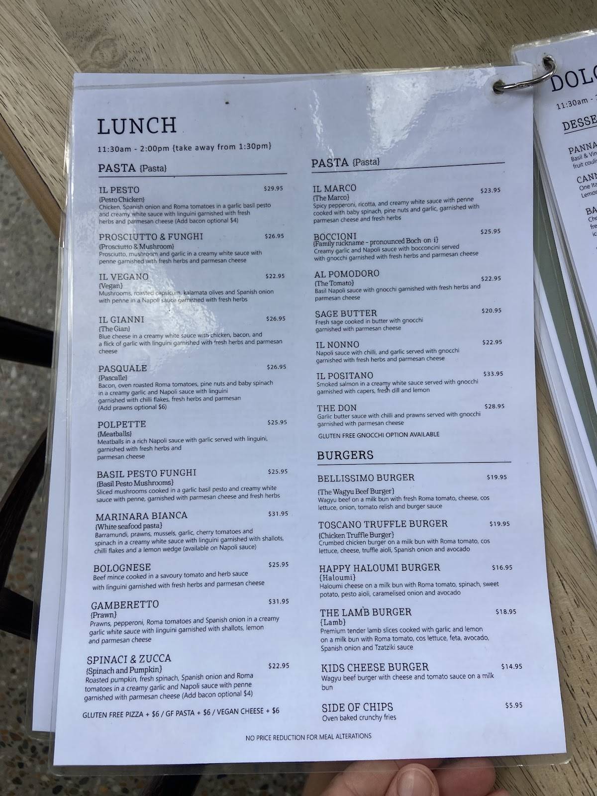 Menu at Basil & Vine restaurant, Burpengary