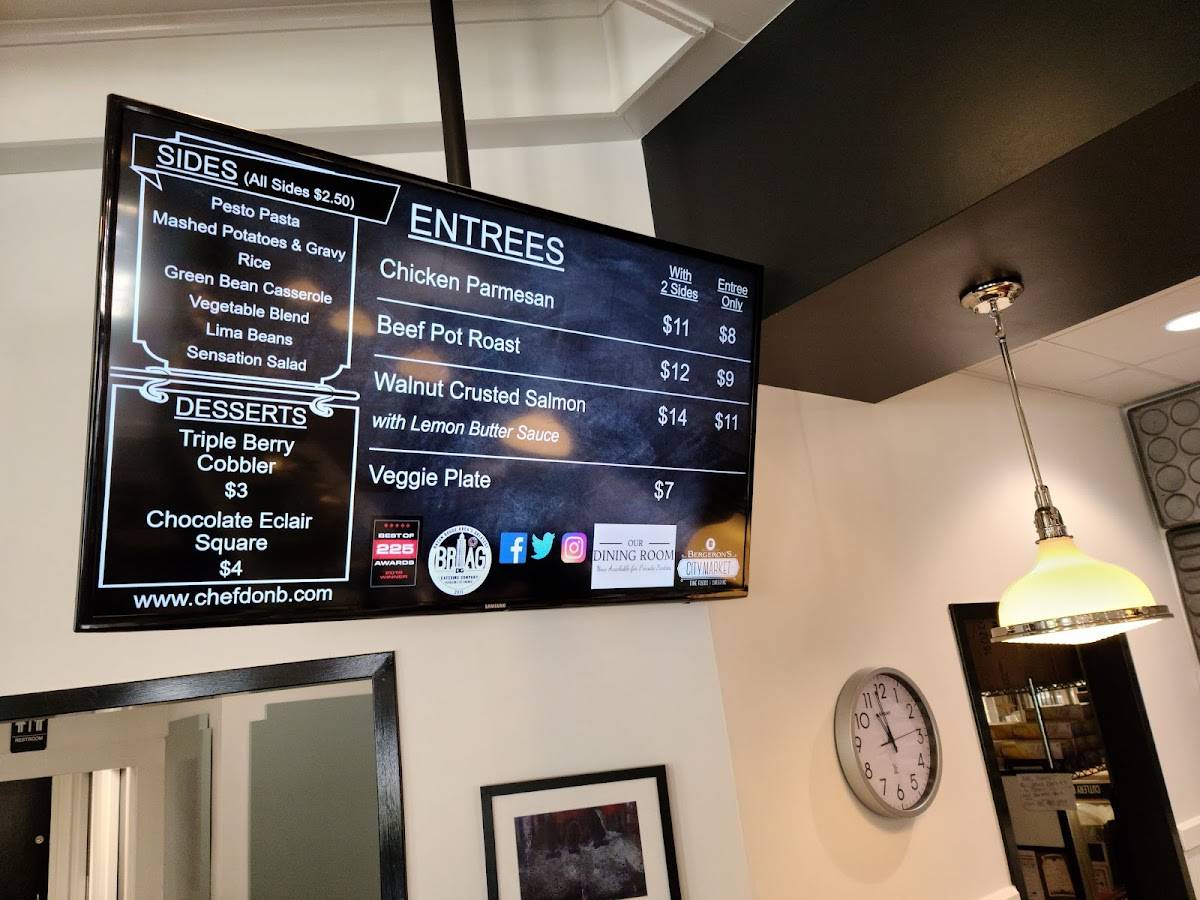 Menu at Bergeron's City Market cafeteria, Baton Rouge, Jefferson Hwy