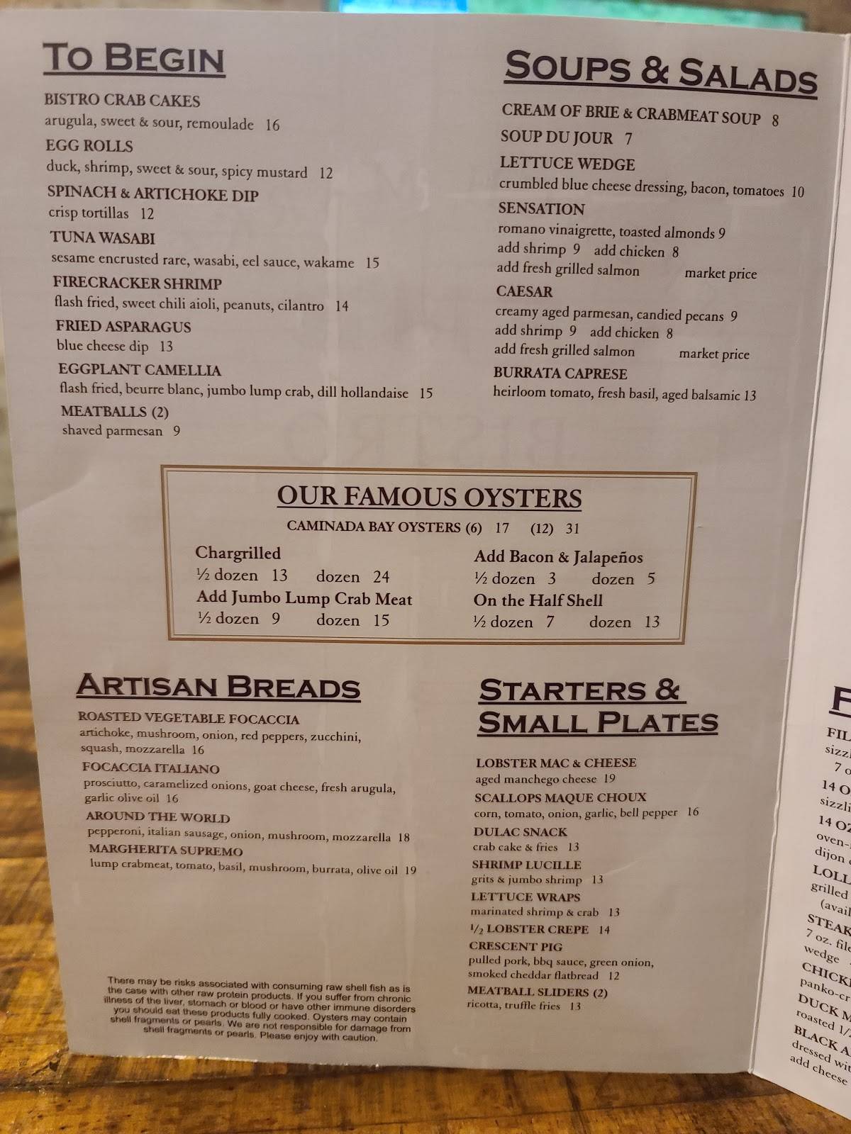 Menu at French Market Bistro pub & bar, Baton Rouge, Highland Rd