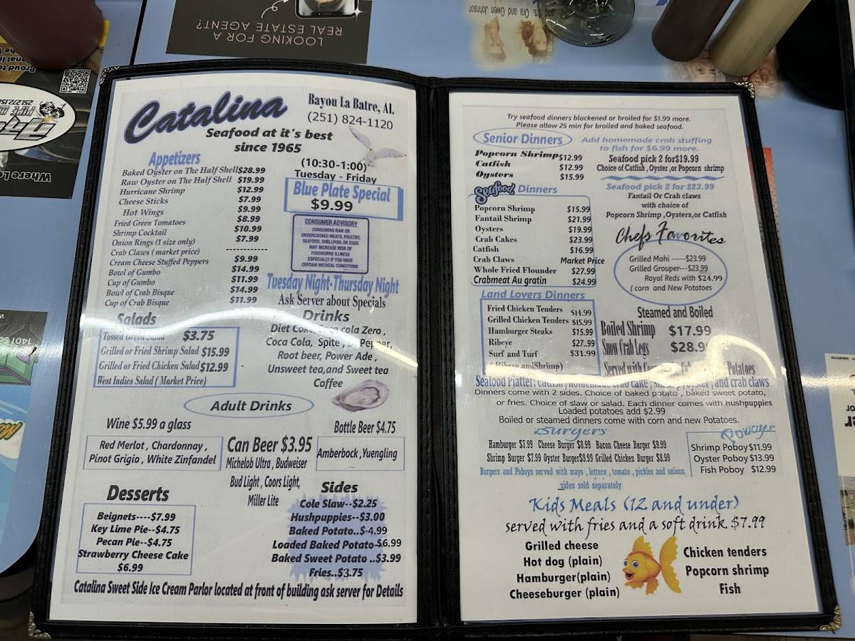 Carta de Catalina Restaurant, Bayou La Batre