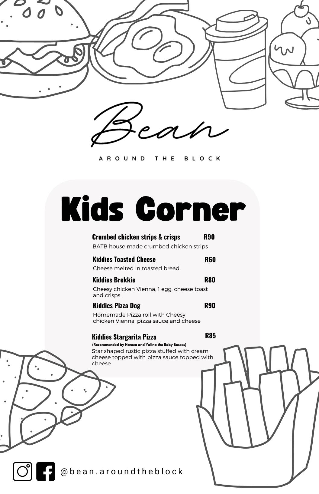 Menu At Bean Around The Block Cafe Durban
