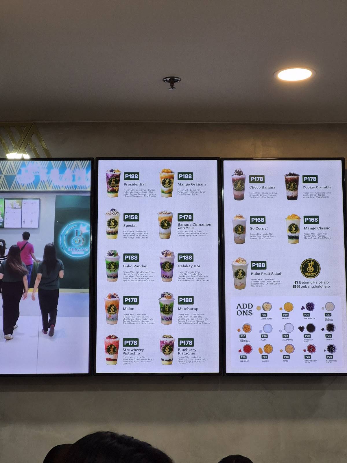 Menu at Bebang Halo-Halo desserts, Mandaluyong