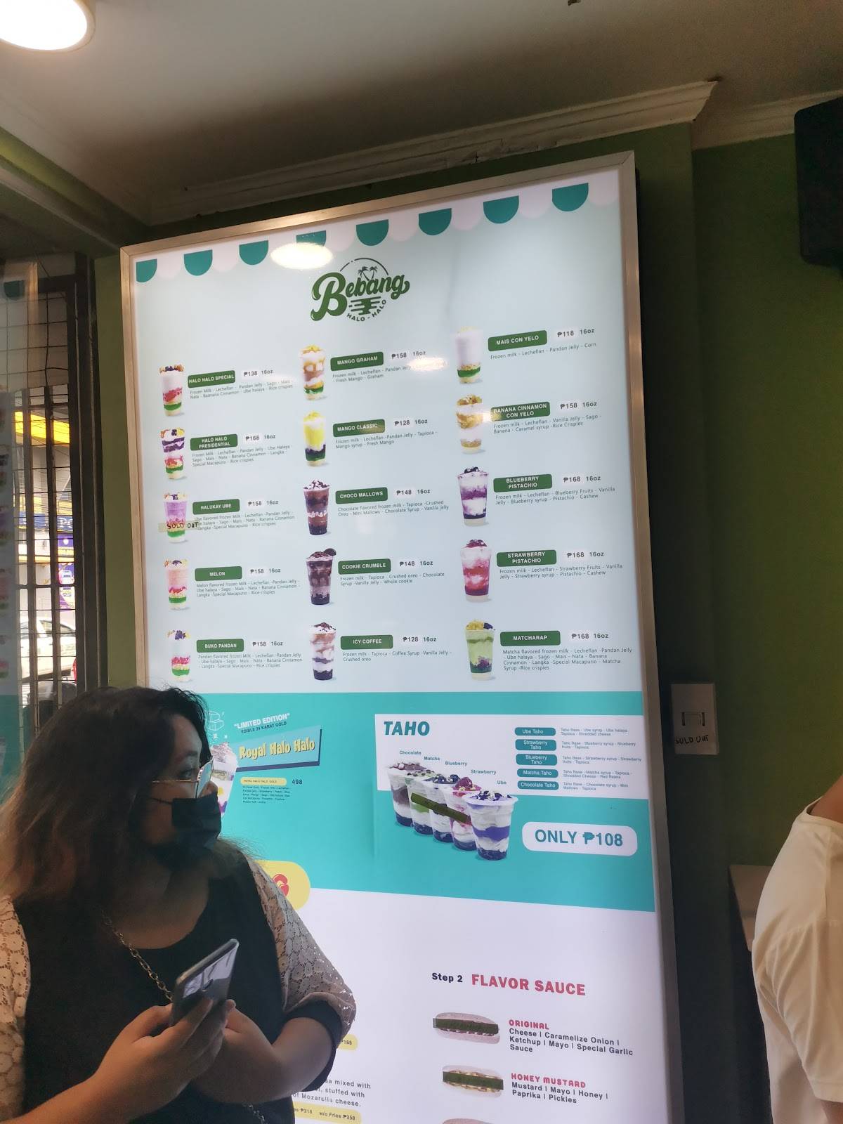 Menu at Bebang HaloHalo pub & bar, Mandaluyong