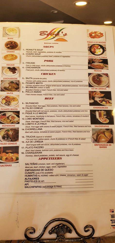 Menu at Beba's Restaurant, Anaheim