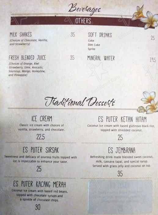 Menu at Bebek Tepi Sawah restaurant, Central Jakarta, 10