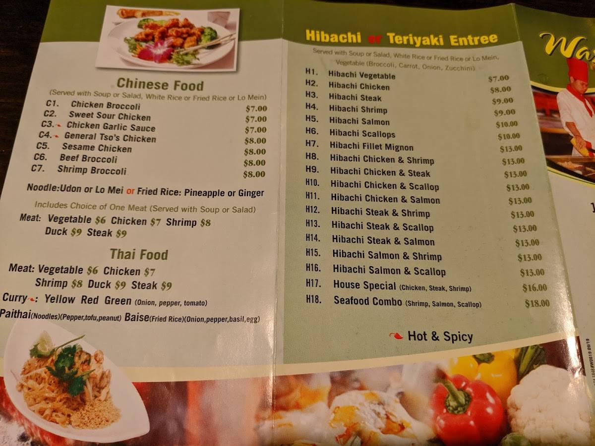 Menu at Wasabi Fusion restaurant, Beckley