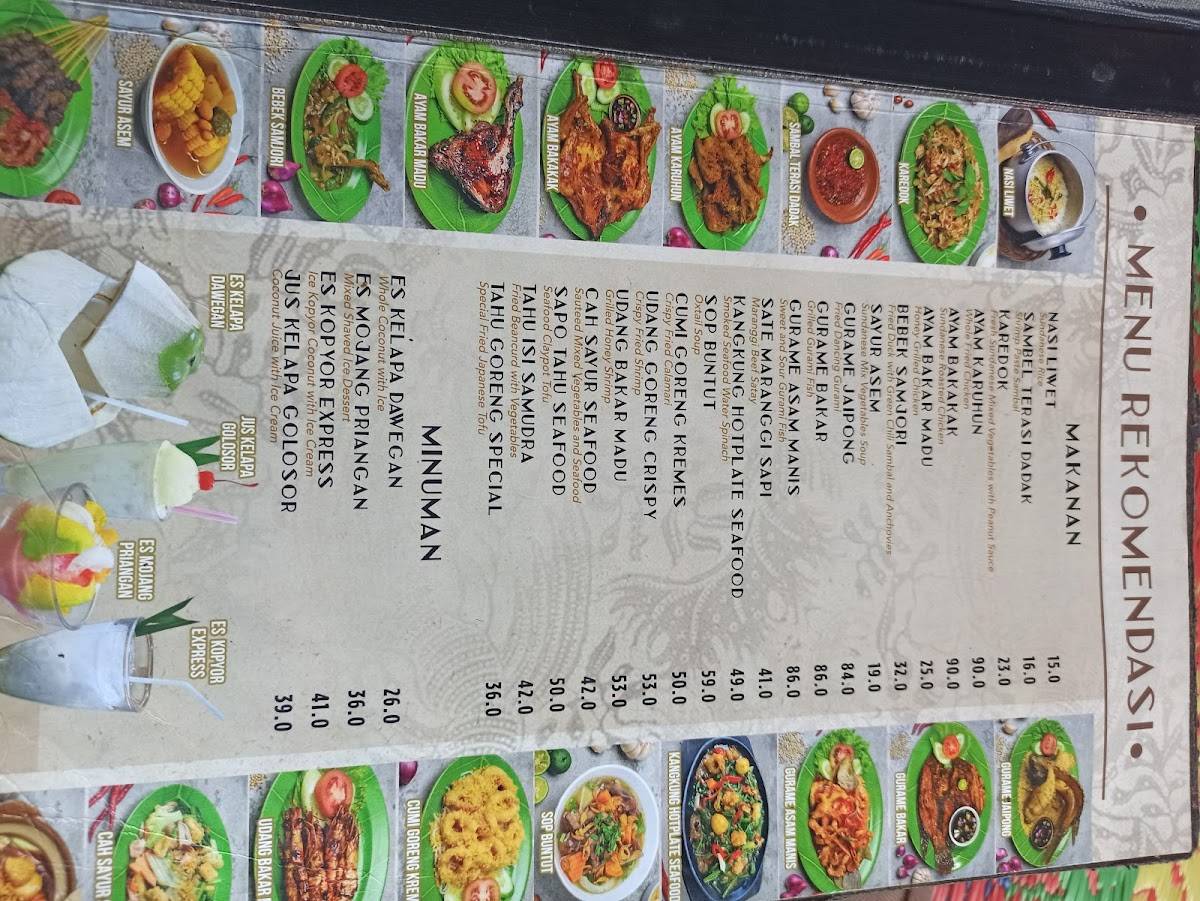 Menu at Restoran Sunda Alam Sari Deltamas restaurant, Bekasi Regency