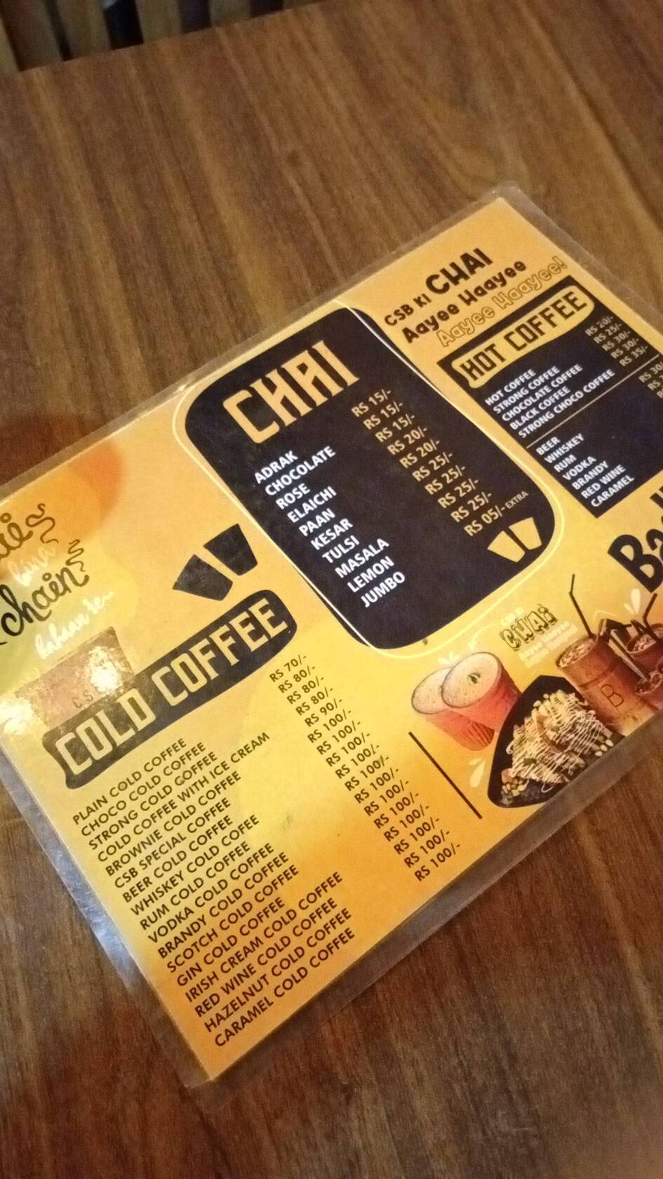 Menu at Chai Sutta Bar Restaurant, Bela Pratapgarh