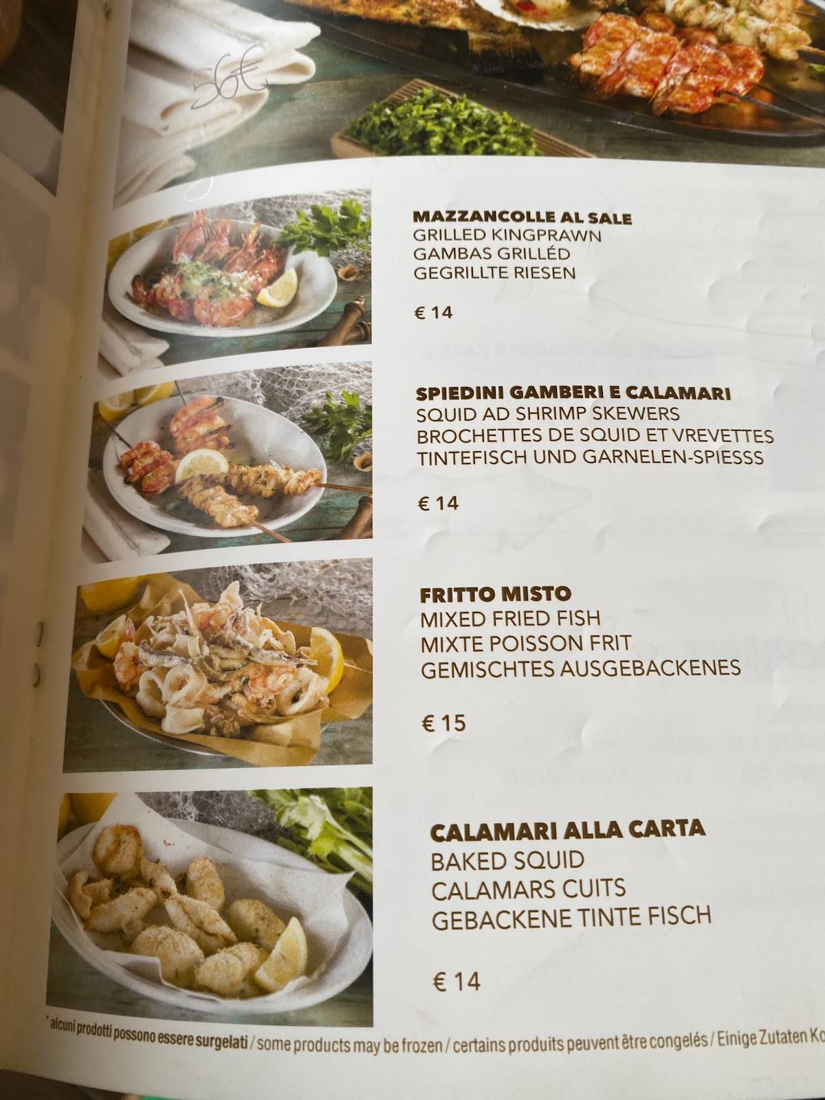 Menu da La Baracca, Bellaria