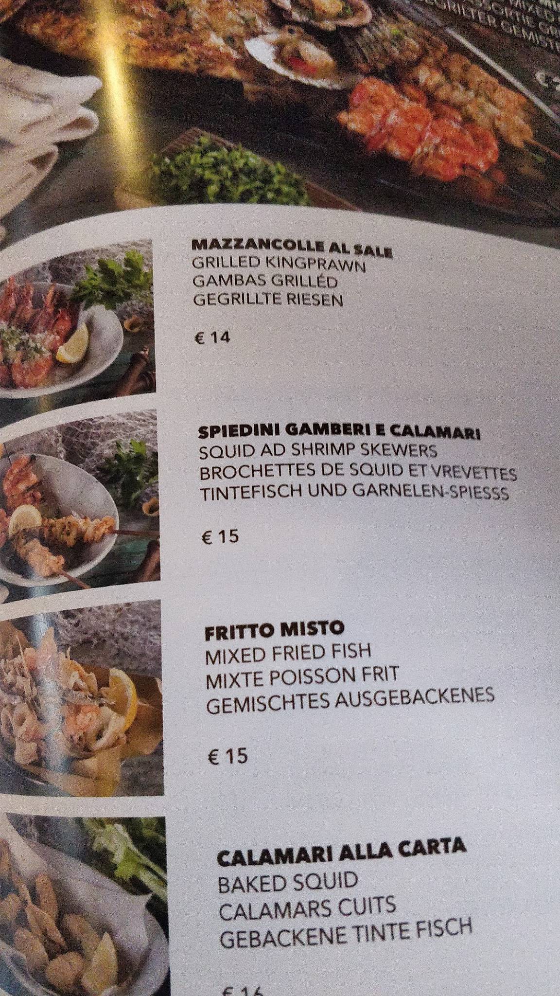 Menu da La Baracca, Bellaria