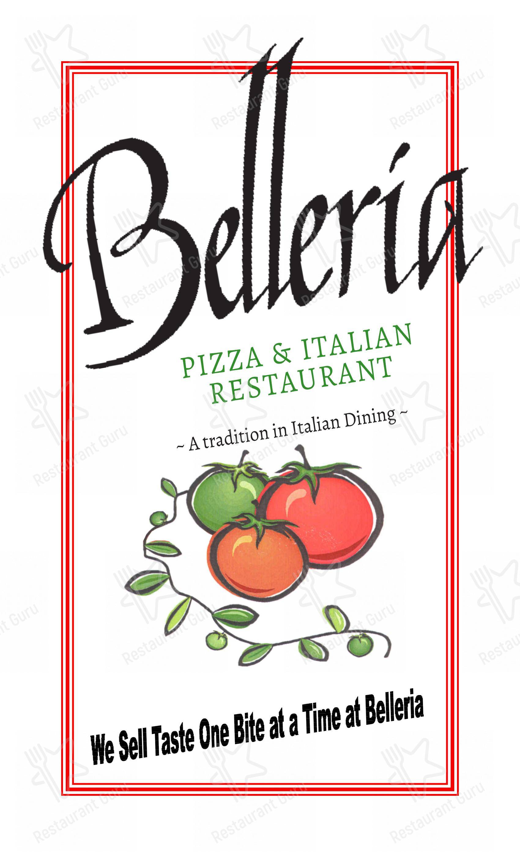 Menu at Belleria Boardman pizzeria, Boardman, Market St