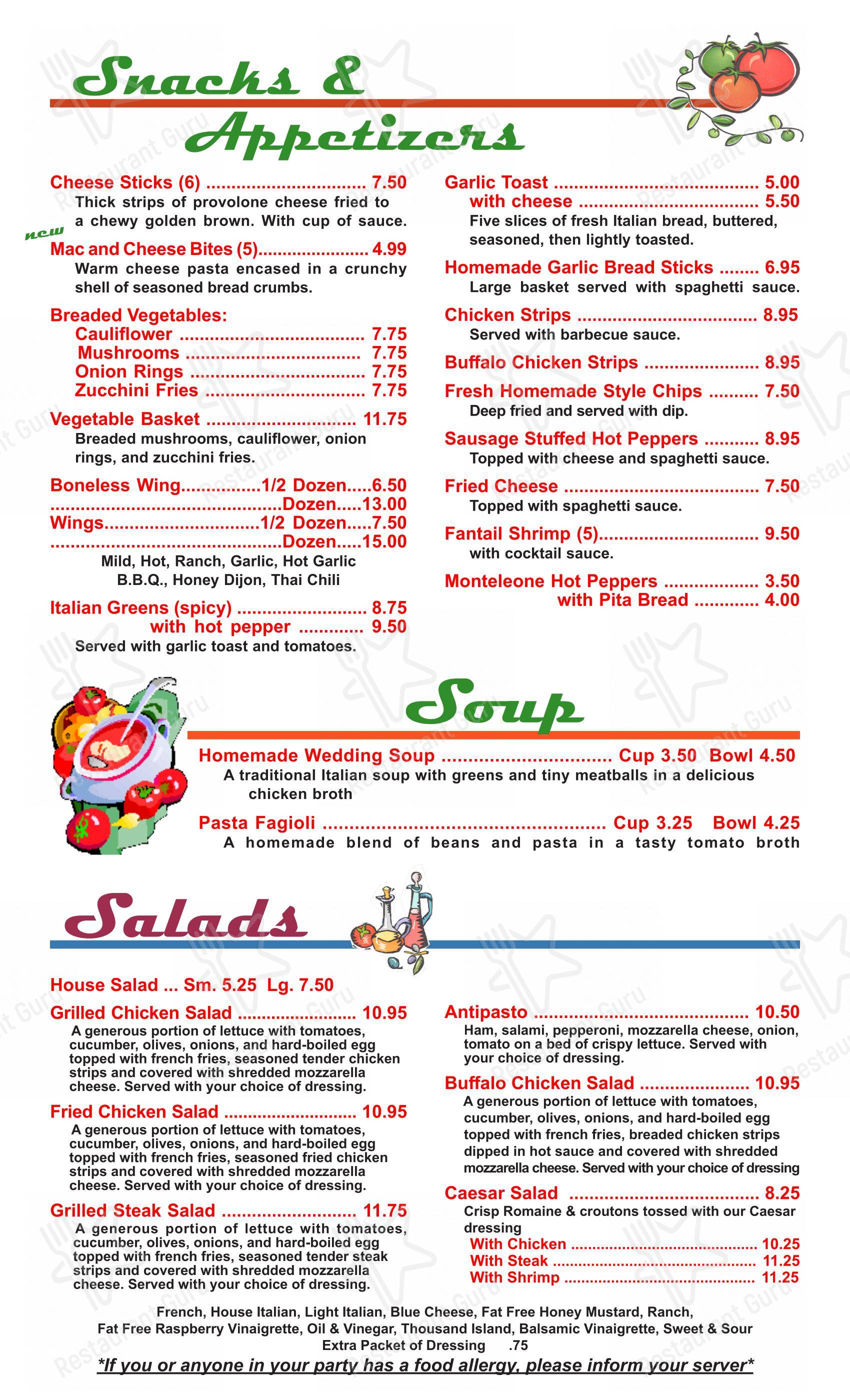 Menu at Belleria Boardman pizzeria, Boardman, Market St