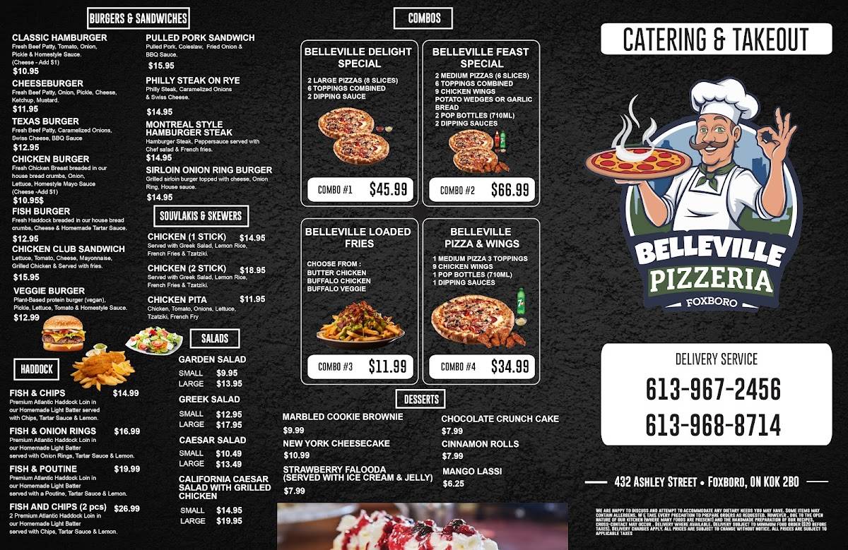 Menu at Belleville Pizzeria (Foxboro), Belleville