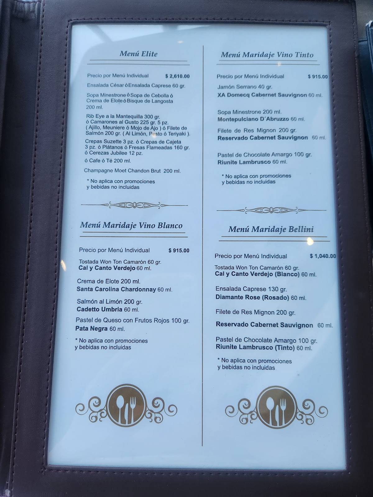 Carta de Bellini Restaurante Giratorio, Ciudad de México, Montecito 38 ...