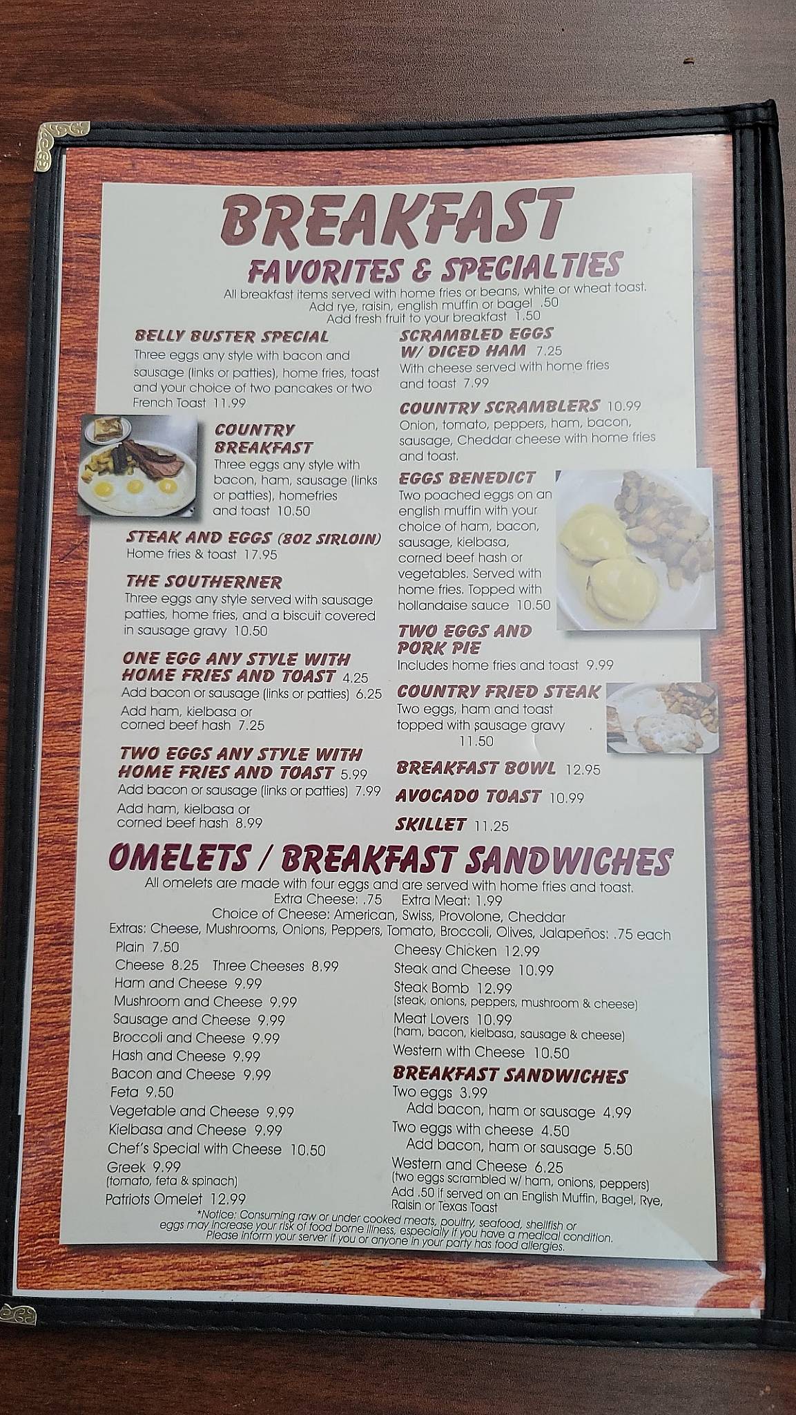 Menu at Belly Buster Diner restaurant, Billerica