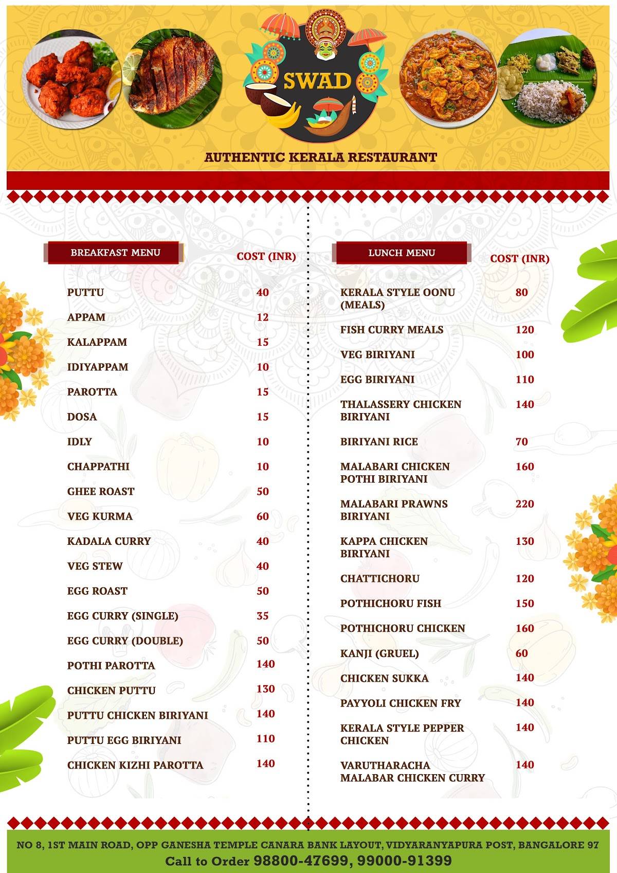 Menu at Swad Kerala Restaurant, Bengaluru, 8