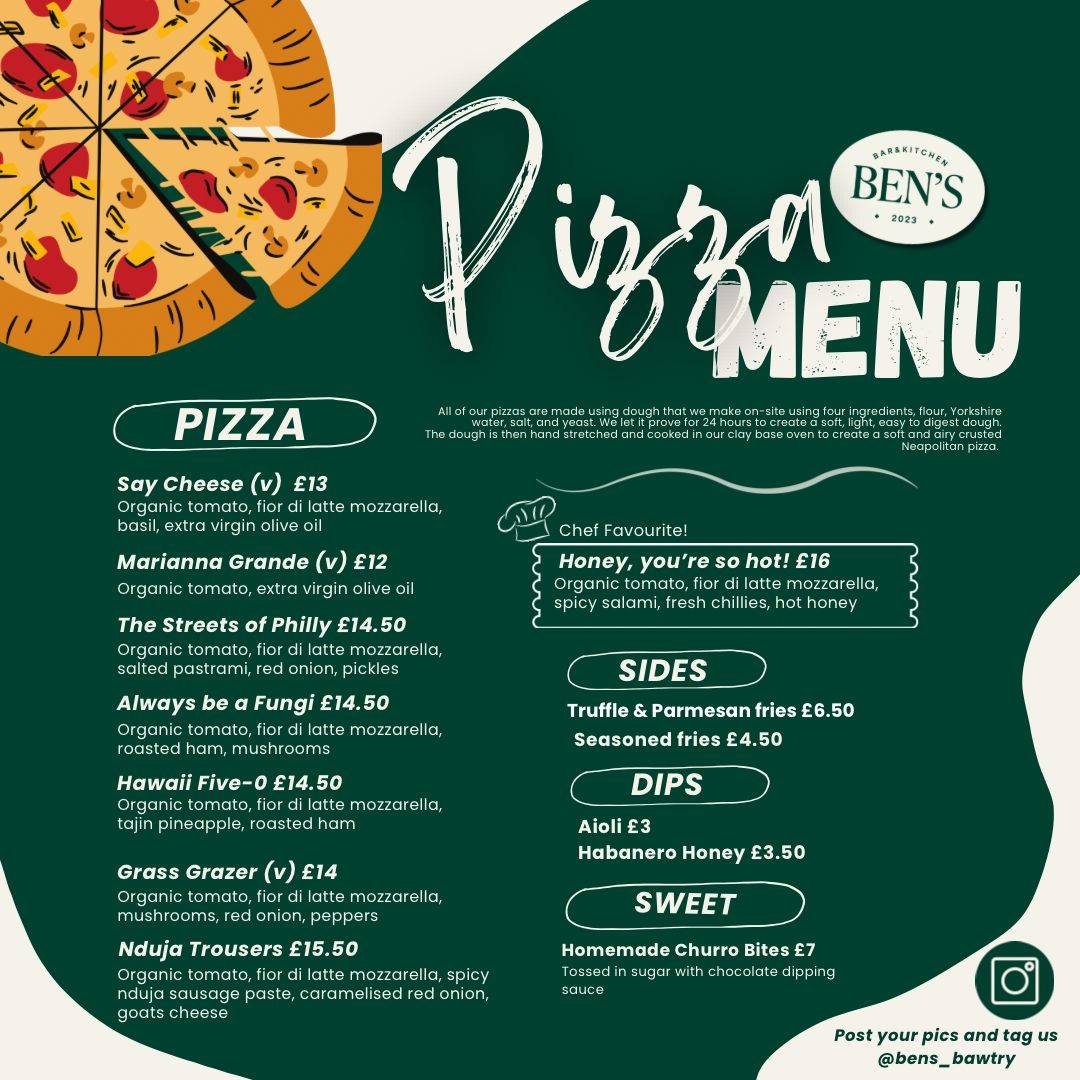 Menu at Ben's Bar & Kitchen, Doncaster