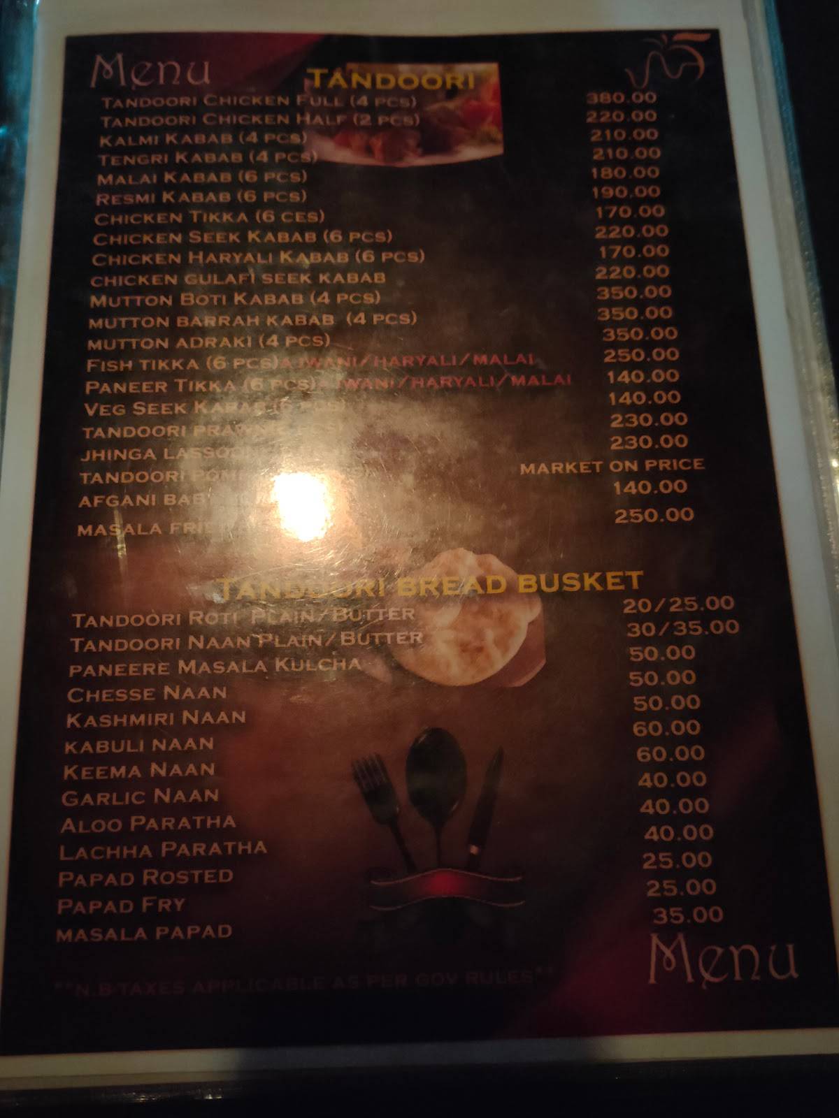 Menu at Hotel Golden Apple, Berhampore