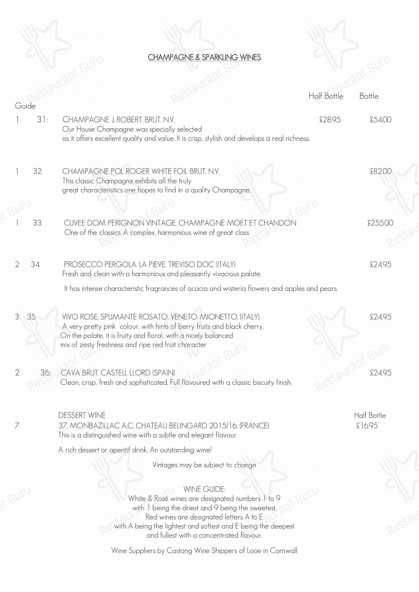Menu at Berry Head Hotel pub & bar, Brixham