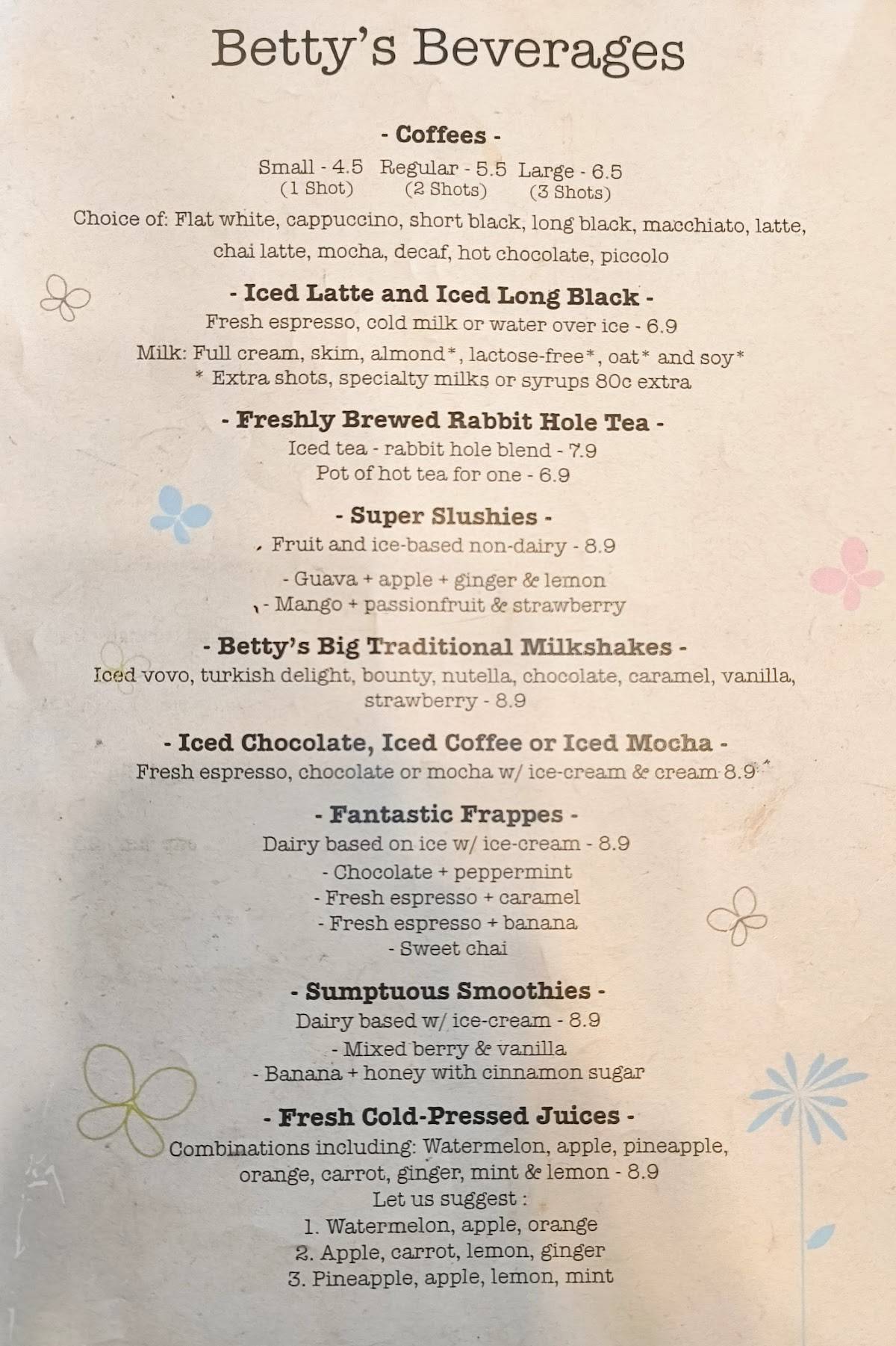 Menu at Betty Blue & The Lemon Tart restaurant, Townsville City, Suite ...