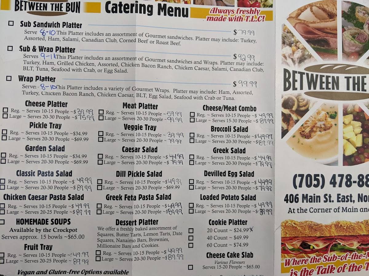 Menu at Between the Bun fast food, North Bay