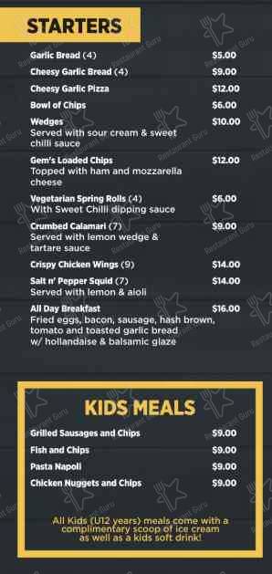 Menu at Bidwill Hotel pub & bar, Bidwill
