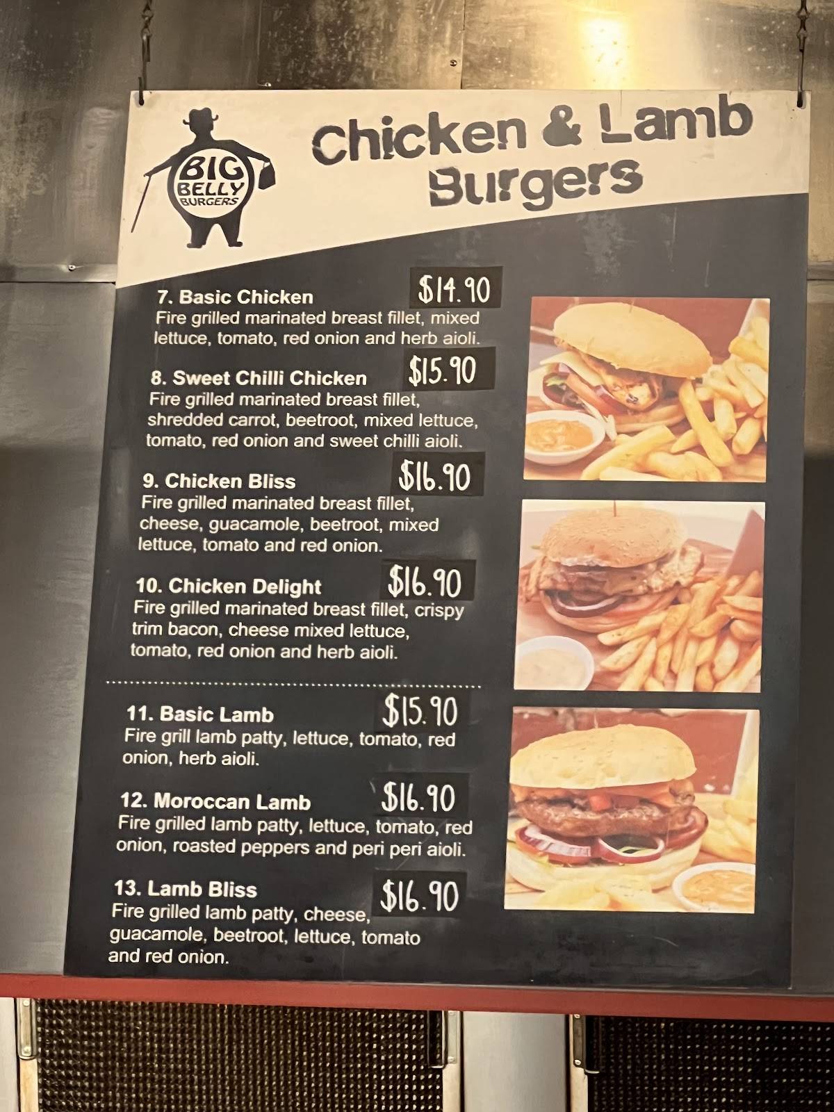 Menu at Big Belly Burgers fast food, Caulfield