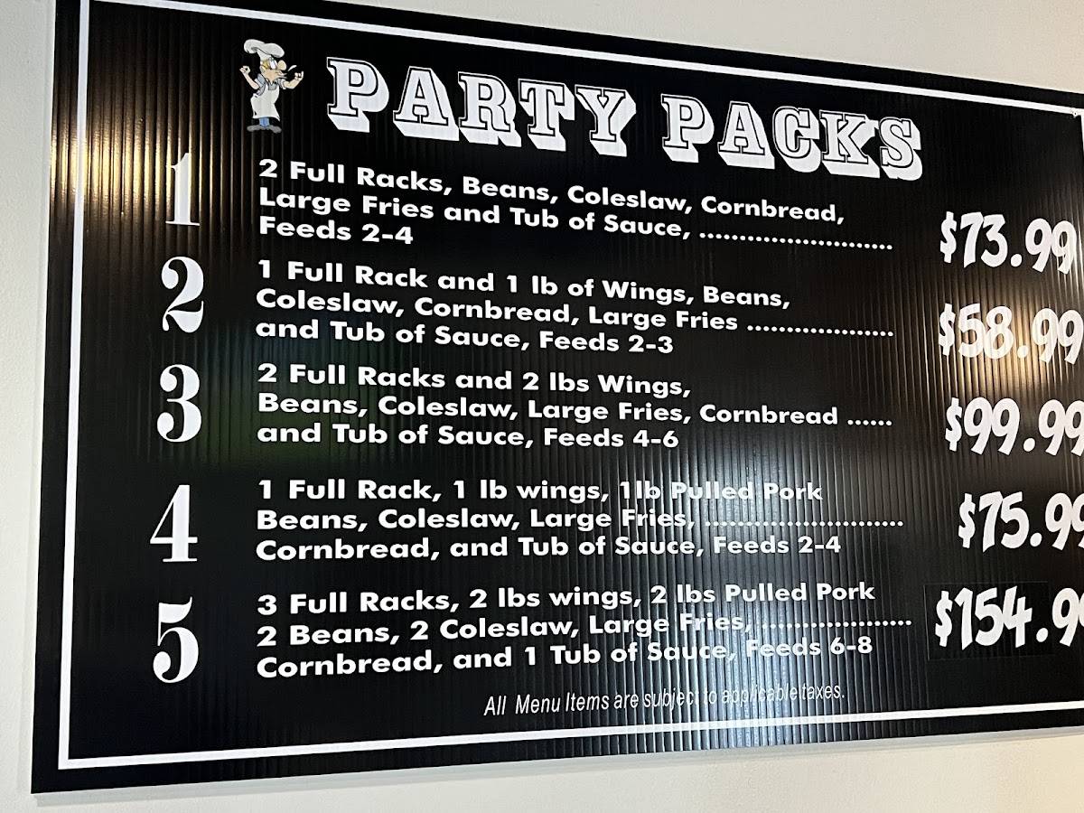 Menu at Big Bone BBQ, Newmarket