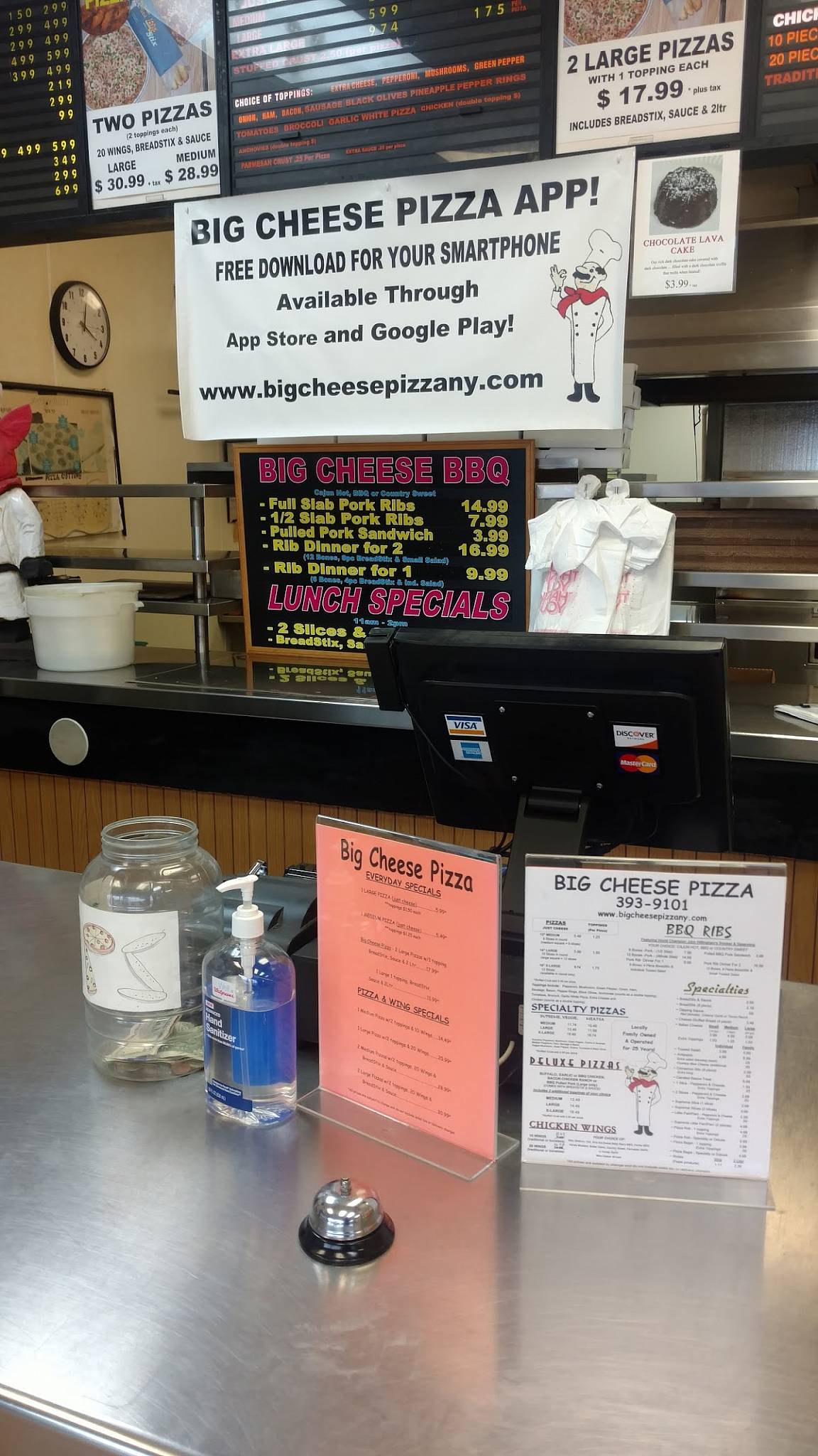 Menu at Big Cheese Pizza pizzeria, Ogdensburg