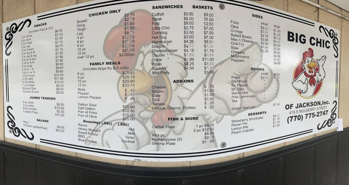 Menu at Big-Chic of Jackson Inc fast food, Jackson