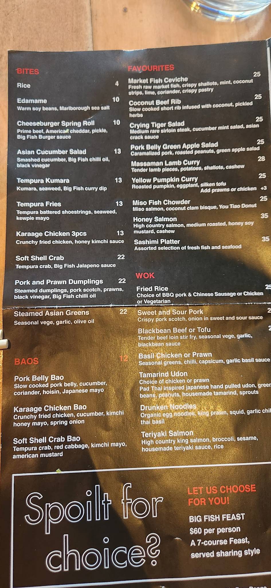 Menu at Big Fish Eatery restaurant, Auckland, 3/710 Great South Rd