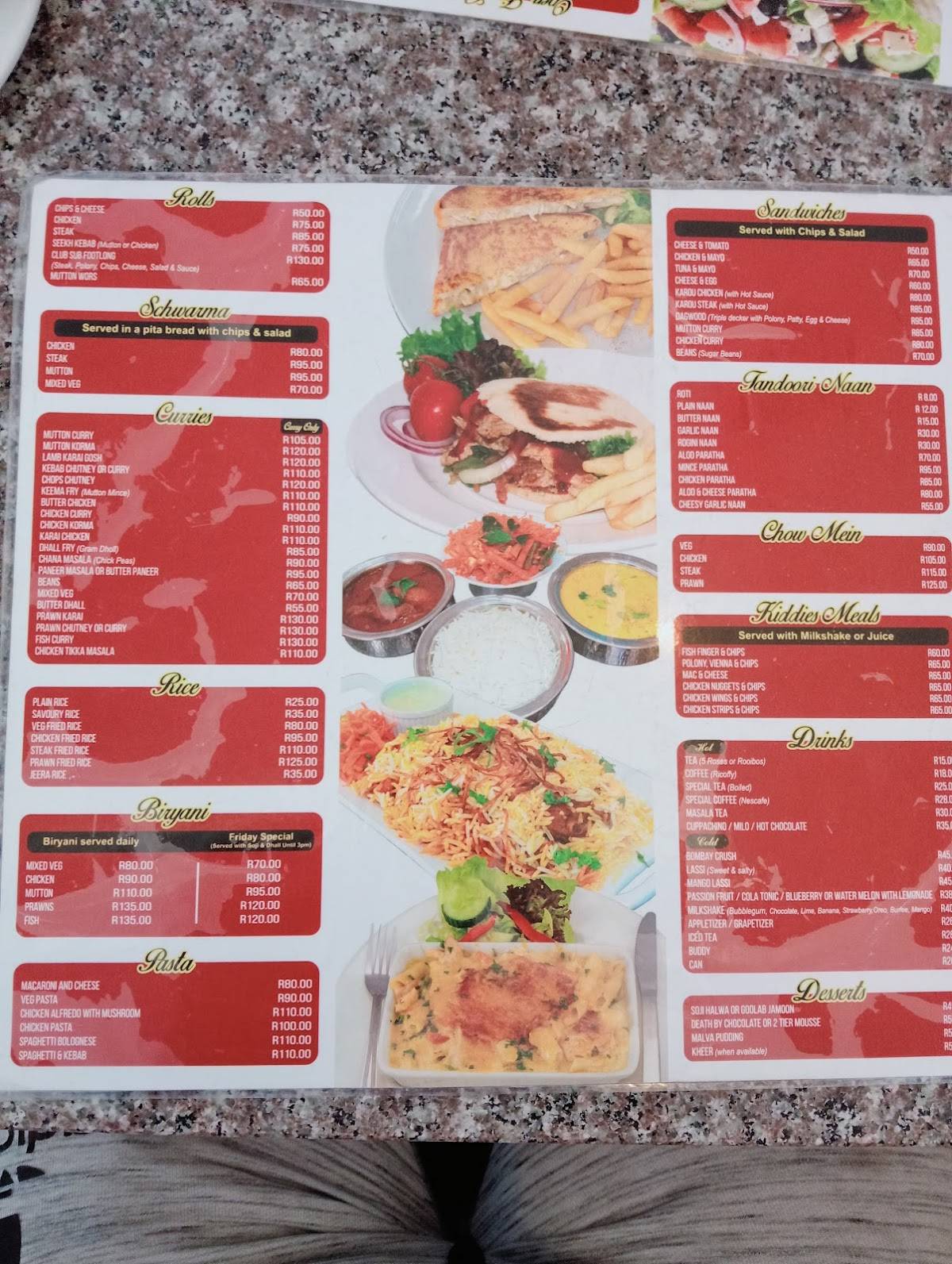 Menu at Billal Cuisine North Beach Branch restaurant, Durban