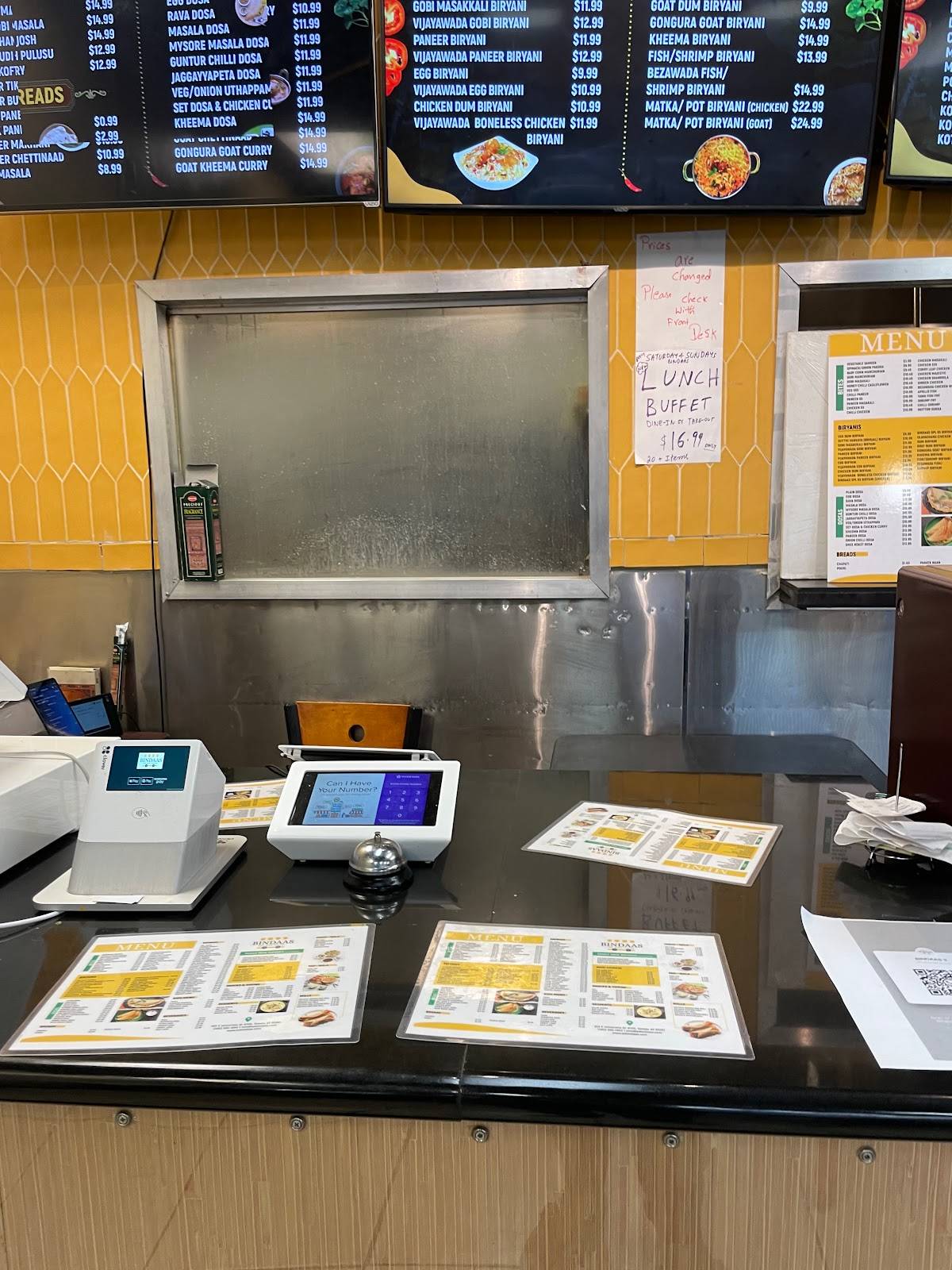 Menu at Bindaas Indian Street Food Cafe, Tempe