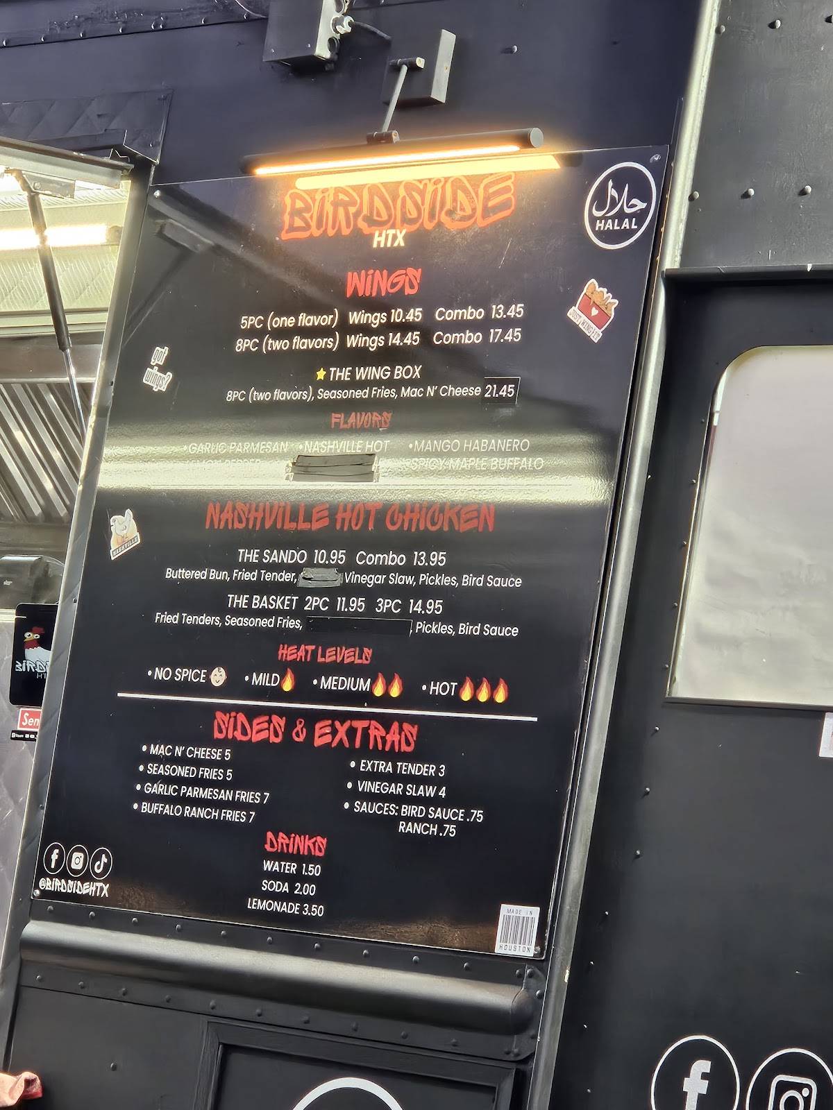 Menu at Birdside HTX (Food Truck) restaurant, Houston