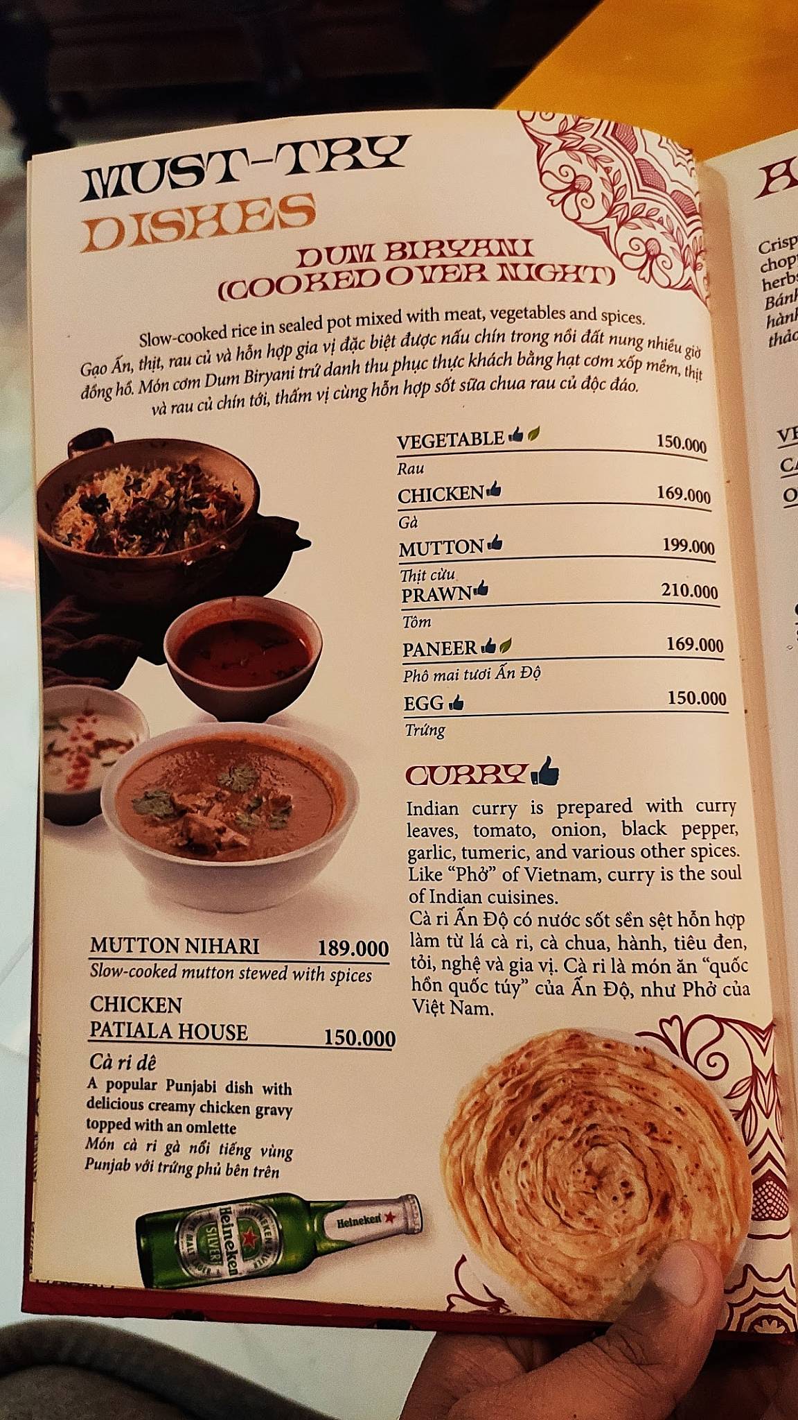 Menu at Biryani House Indian Restaurant, Ho Chi Minh City