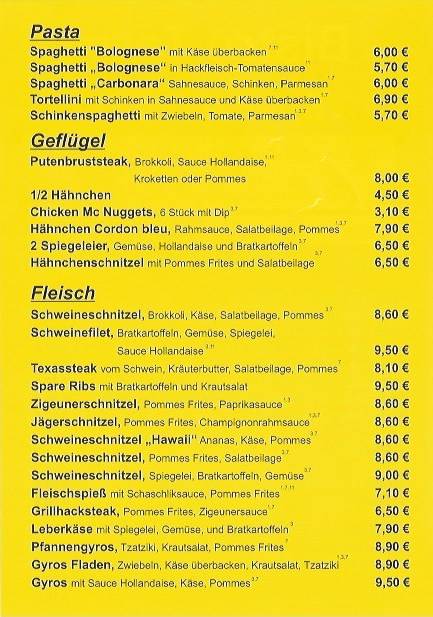 Menu au Bistro Tarp, Tarp