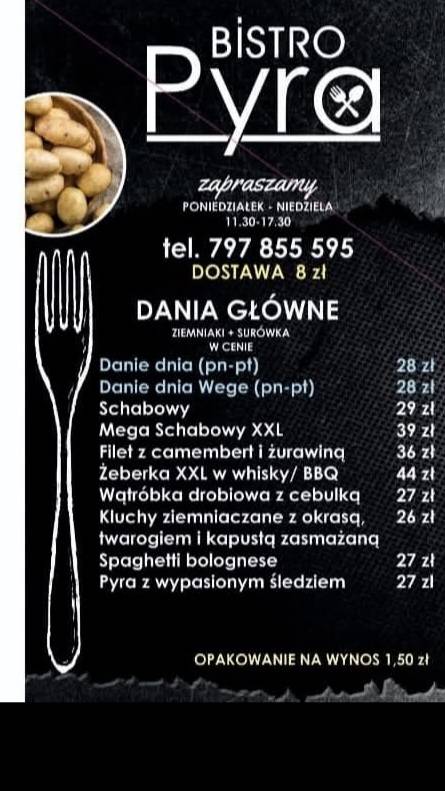 Menu at Bistro ze smakiem "Pyra " restaurant, Torun