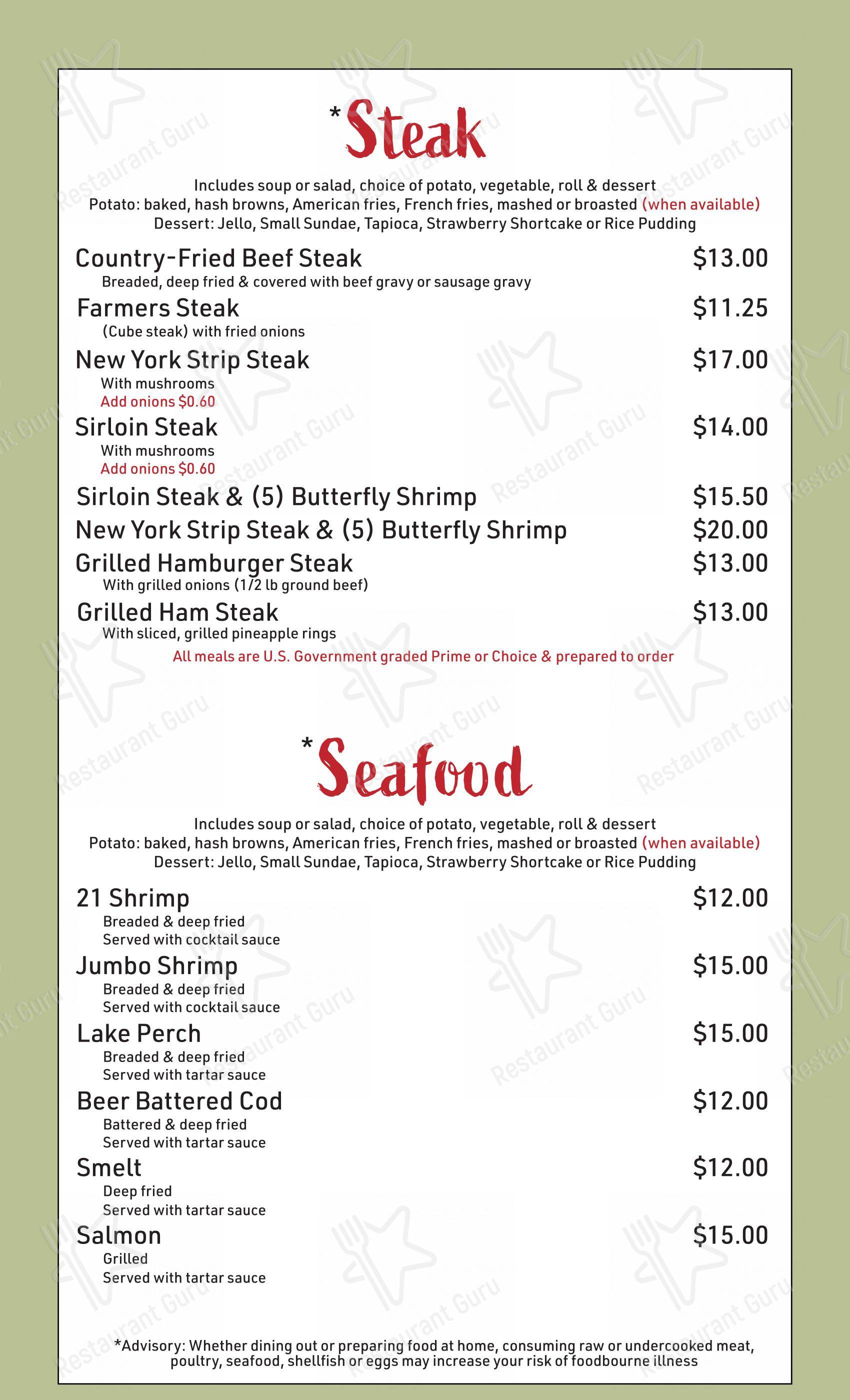 Menu at Black Bear Family Restaurant, Appleton