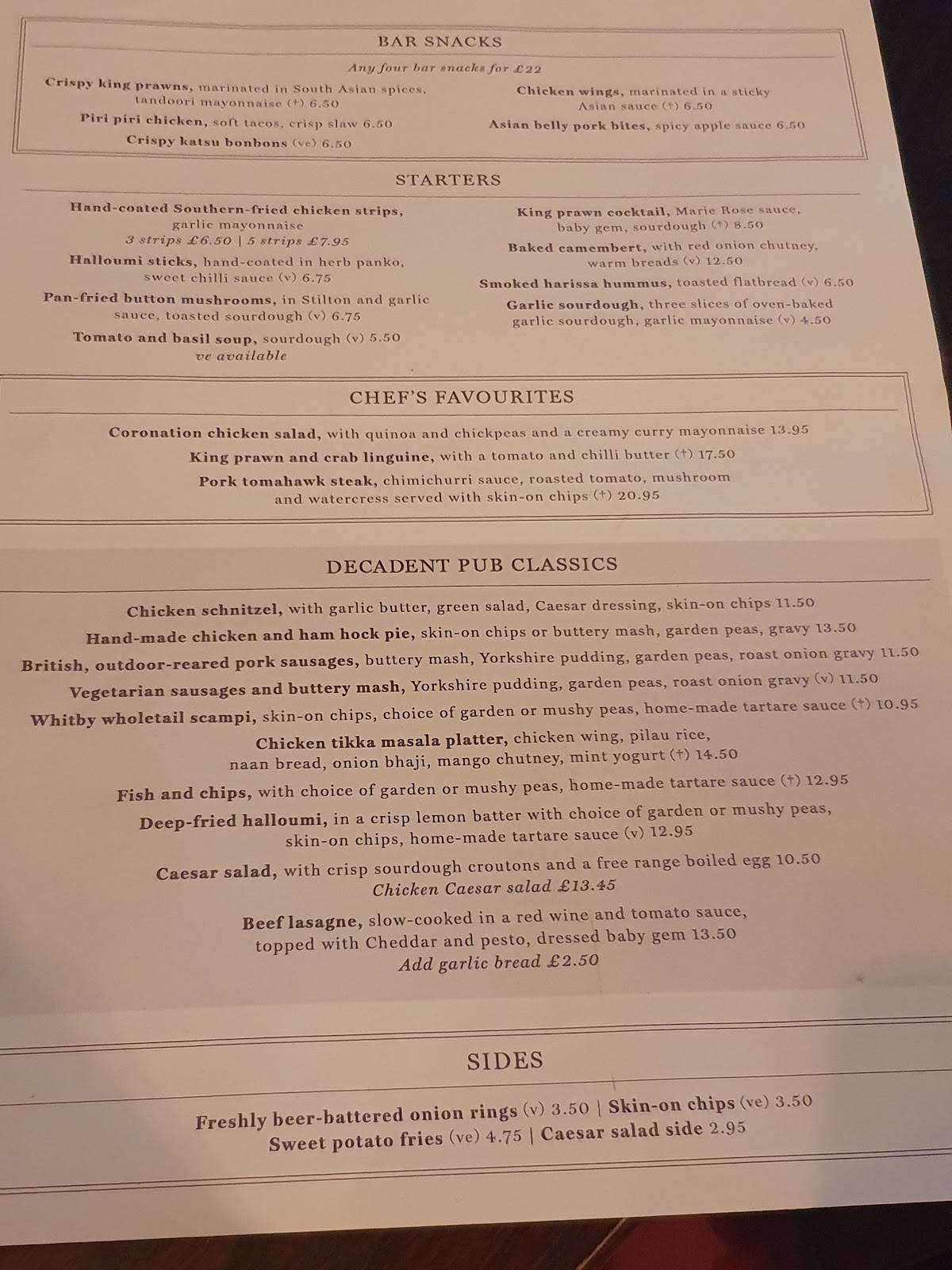 Menu at Black Lion Hotel pub & bar, Richmond