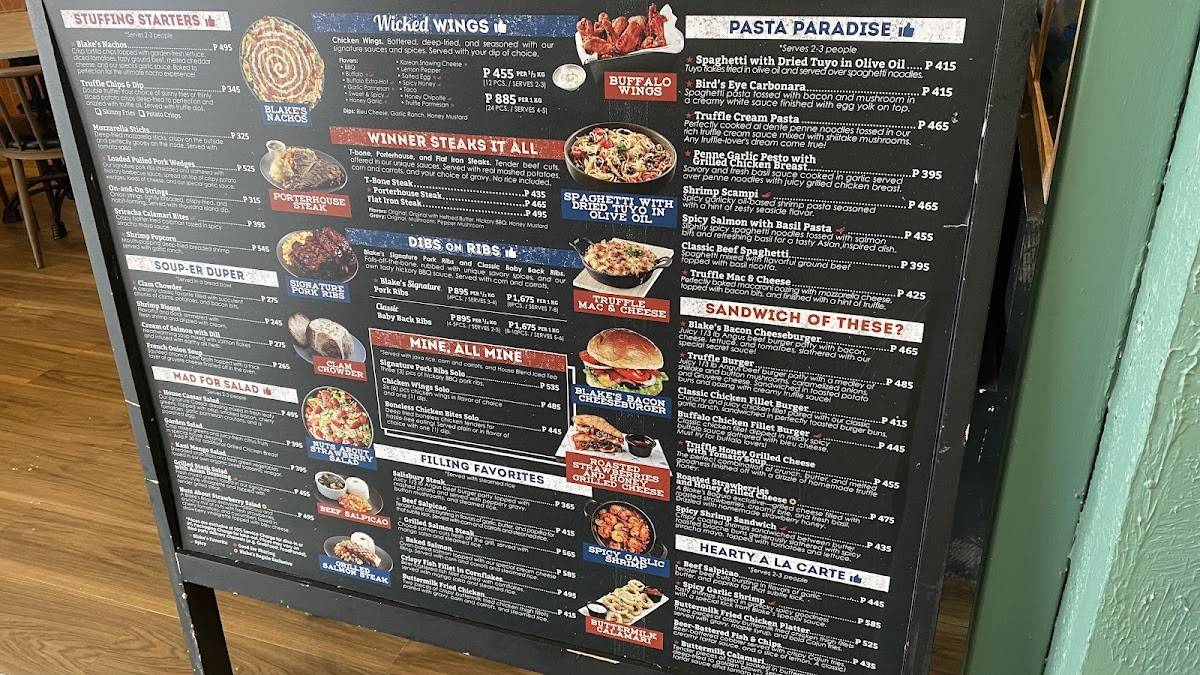 Menu at Blake’s Wings & Steaks - SM Baguio restaurant, Baguio