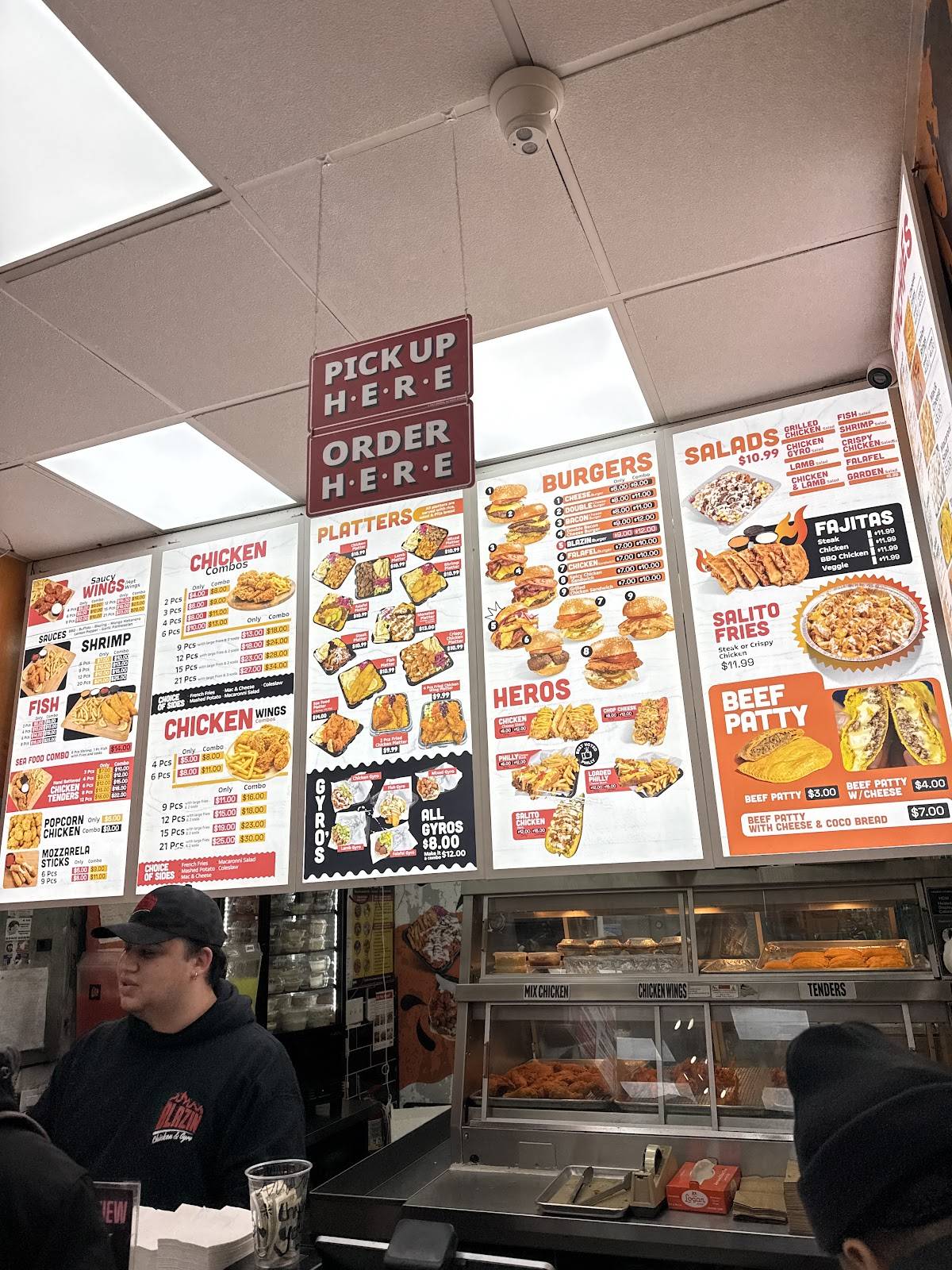 Menu at Blazin Chicken & Gyro restaurant, New York City