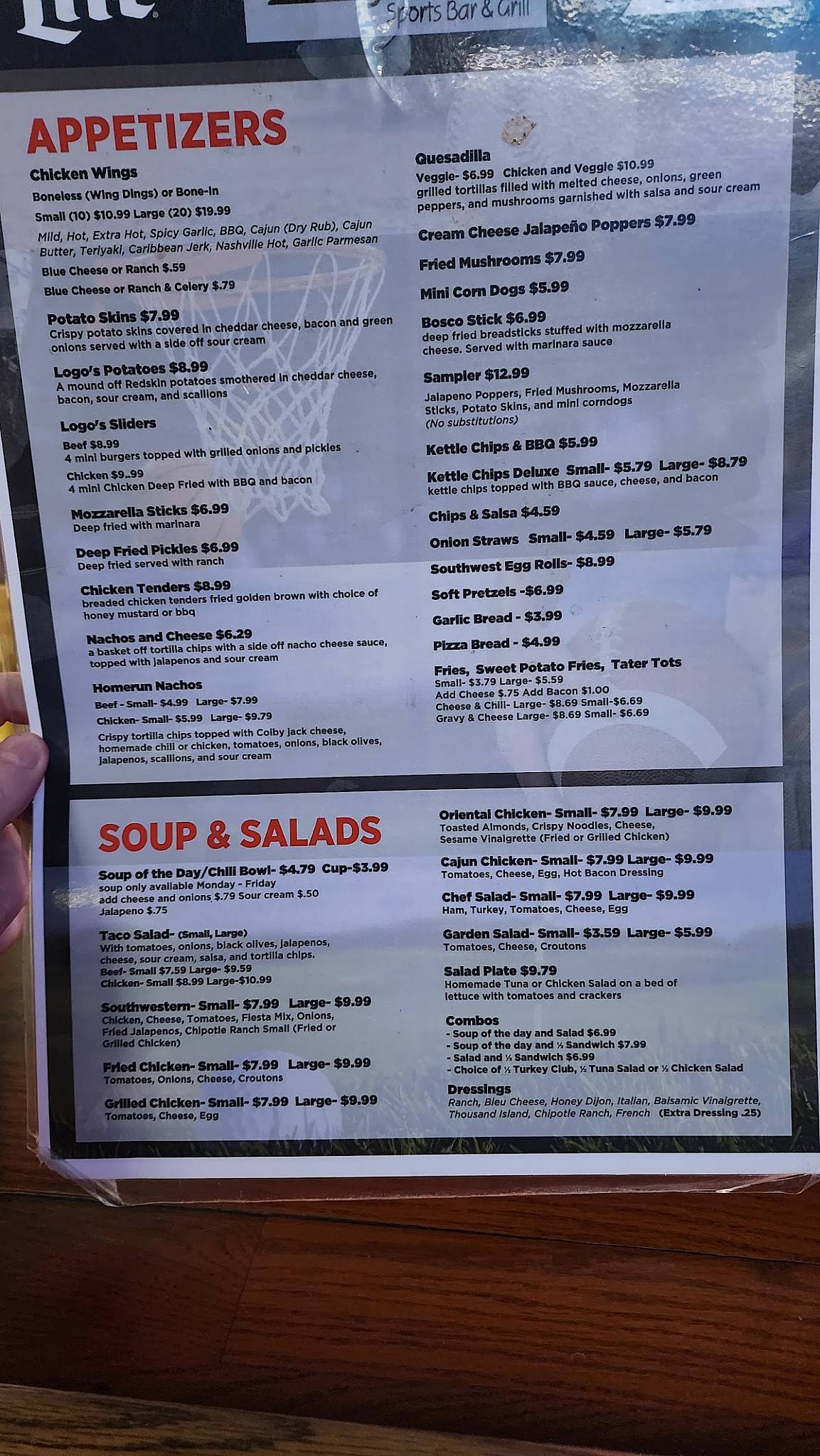 Menu at Logo's Sports Bar & Grill, Cincinnati