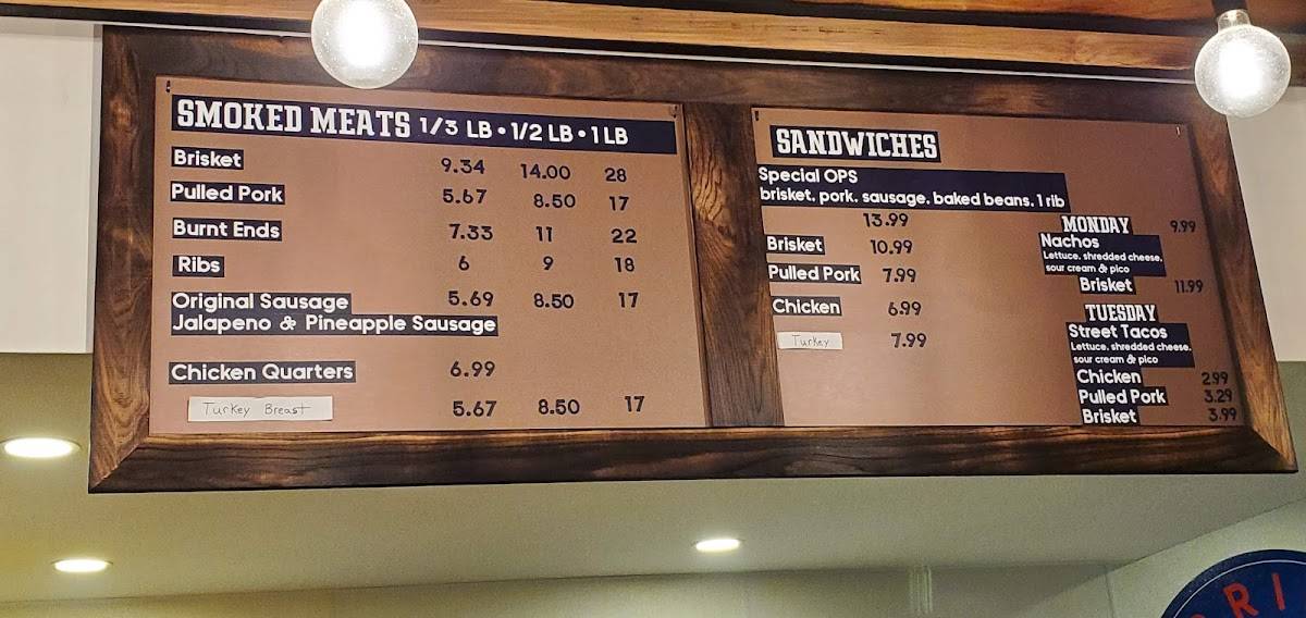 Menu at Blue Ember Smokehouse BBQ, Fort Smith