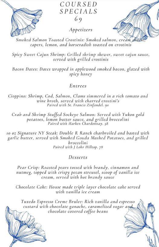 Menu at Blue Heron Kitchen and Bar, Camano Island